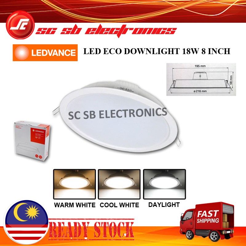 OSRAM LEDVANCE LED ECO DOWNLIGHT 18W / 8 INCH (WARM WHITE 3000K/COOL ...