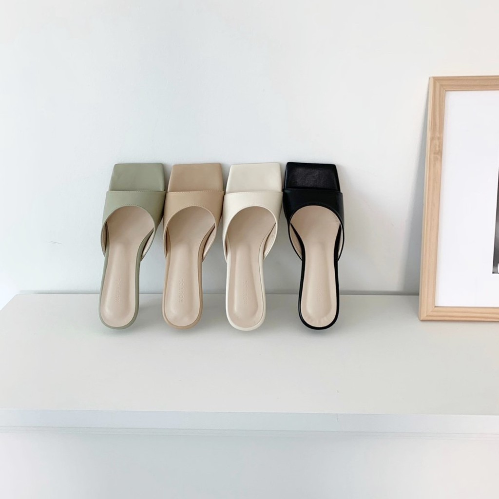 [The Kelly Studio] Opentoe Square Mule Slipper Sandal Pastel Tone Daily ...