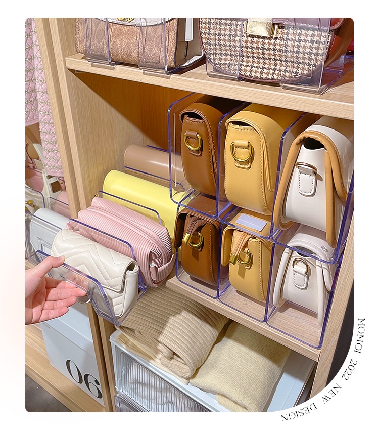 Stackable Bag Storage Box Transparent Divider Handbag Storage Rack ...