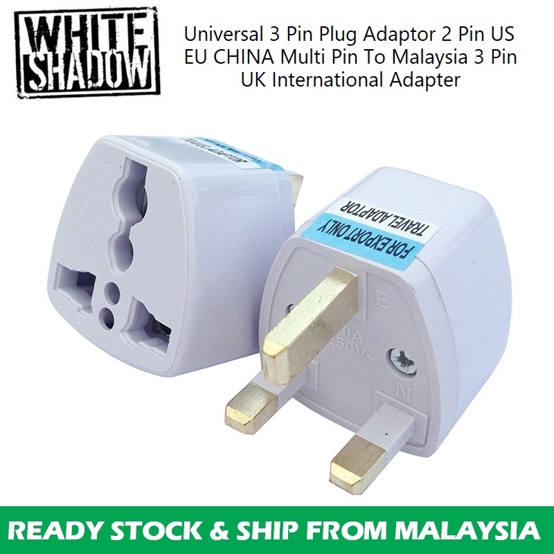 Universal 3 Pin Plug Adaptor 2 Pin UK MultiPin International Adapter ...