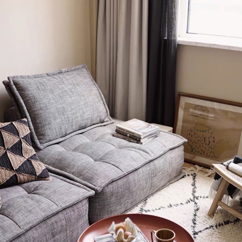 Nordic Minimalism Tofu Sofa Fabric Tech Leather Sofas Microfiber Cotton ...