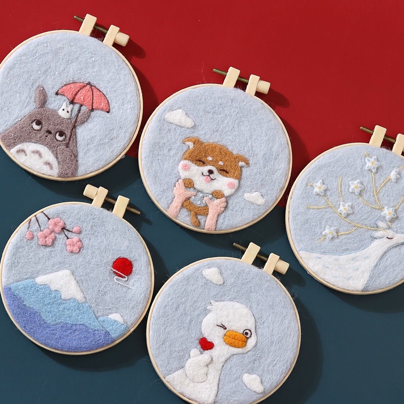 Wool felt poke embroidery music diy material package handmade novice ...