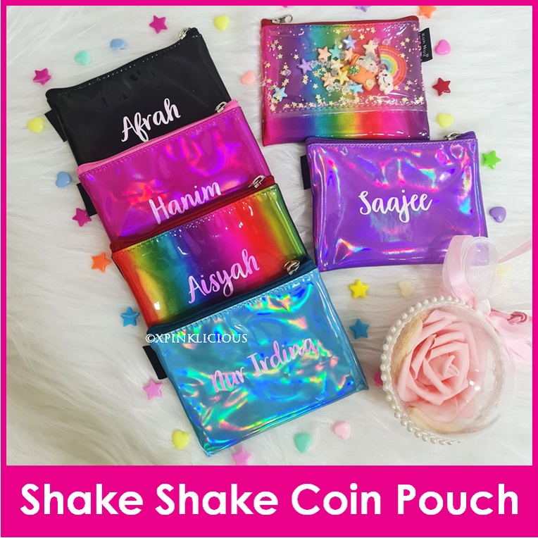 Customised Name Decal on Shake Shake Colourful Coin Pouch, Wallet, Card ...