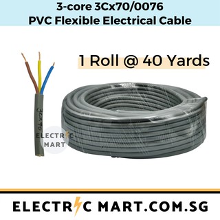 3 Core x 70/0076 PVC Flexible Wire Supply Electrical Cable 3x70/0076 or ...