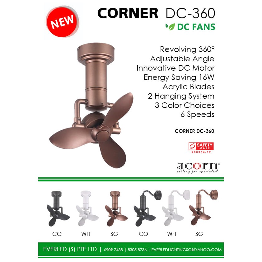 [FREE DELIVERY] ACORN DC-360 (Corner Fan) | Shopee Singapore