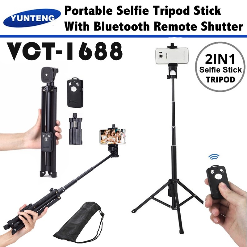 YUNTENG VCT-1688 Portable Mini Tripod and selfie monopod with Bluetooth ...