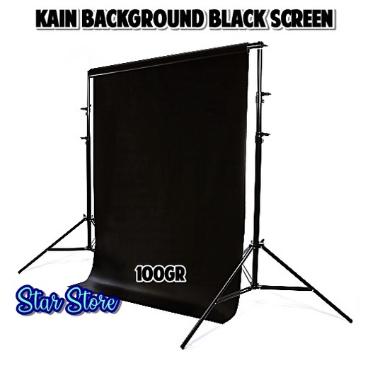 HITAM Black Screen Zoom Background Cloth / Black Studio Photo Backdrop ...
