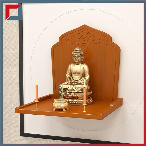Solid wood Buddhist niches, God of Wealth, wall-mounted offering ...