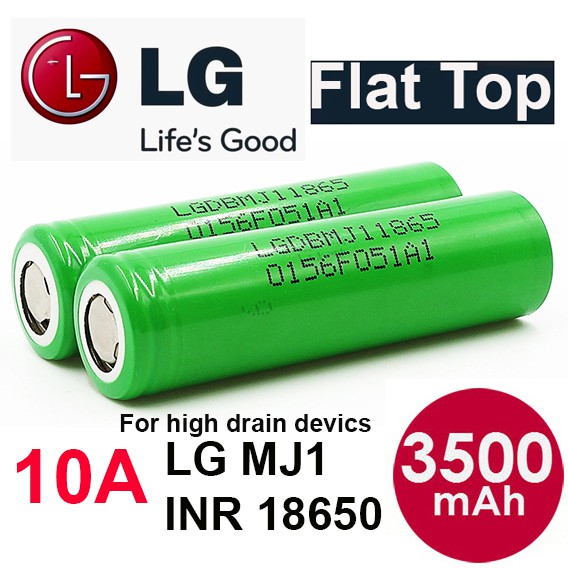 LG MJ1 3500mAh 10A High Drain Flat Top 18650 Battery (1 pcs) | Shopee ...