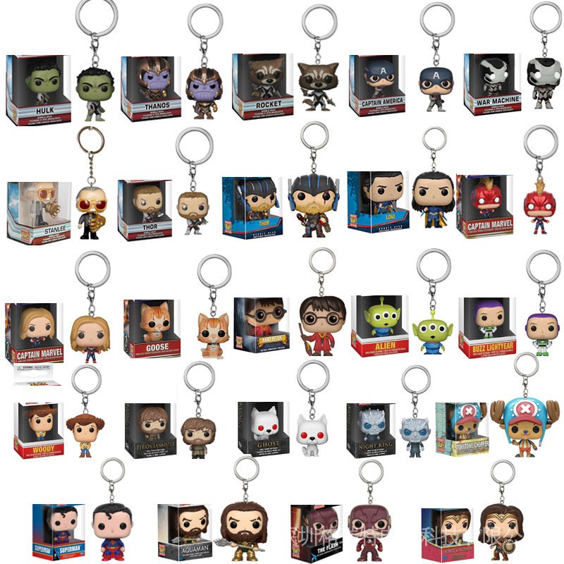 Funko Pop ! Avengers Keychain IronMan Groot Batman SpiderMan DeadPool ...