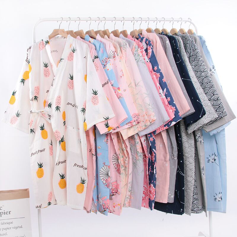 Ready Stock kimono nightgown summer thin cotton gauze women's long ...