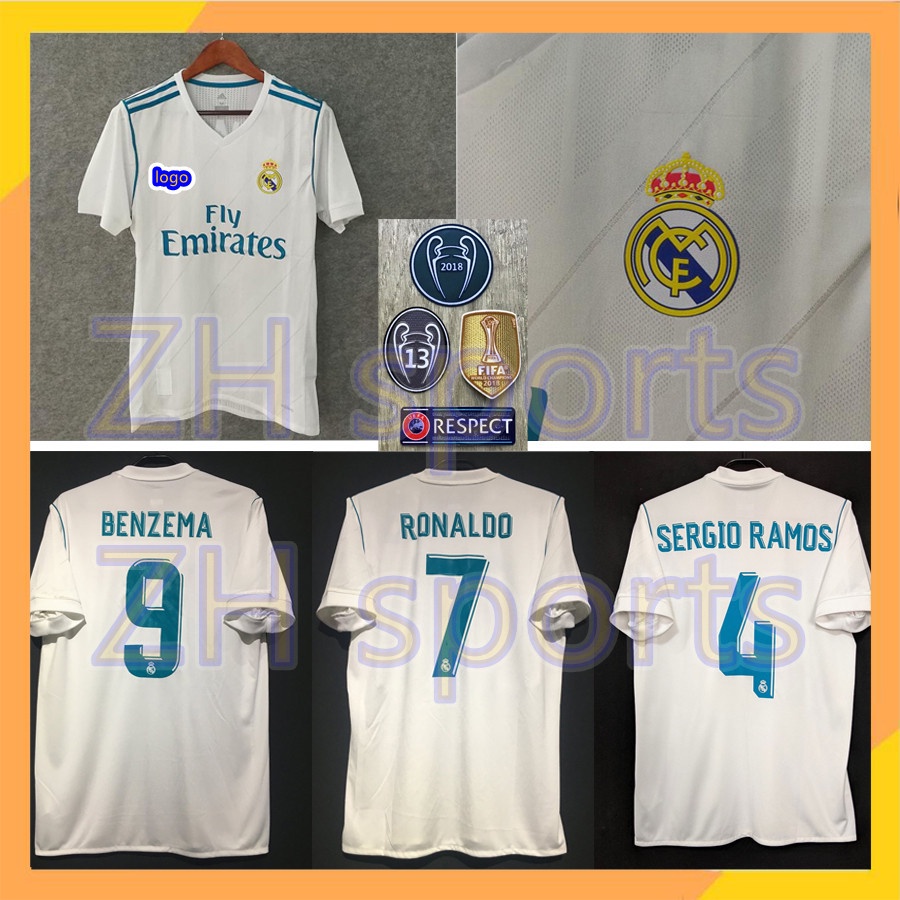 2017/2018 Real Madrid home jersey retro football 17/18 Sergio Ramos 4 ...
