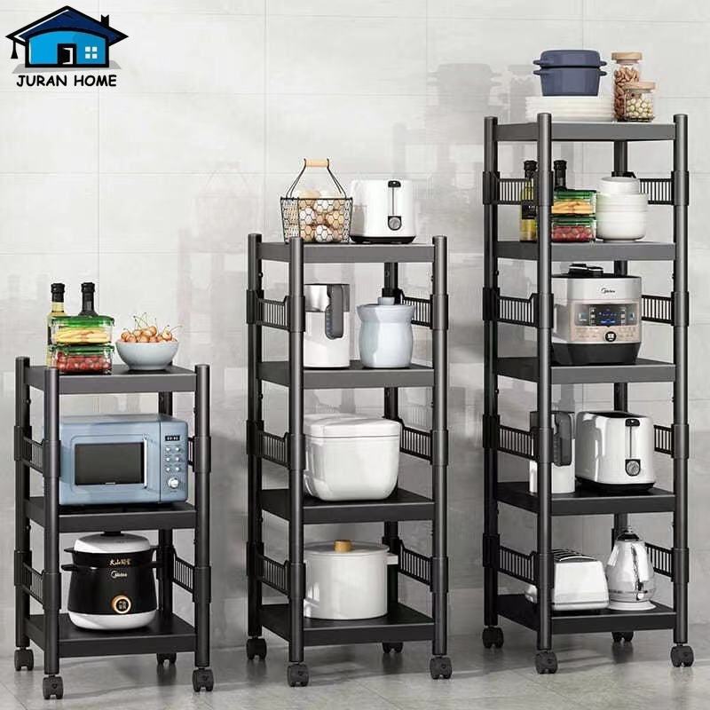 YOUNAL Movable Black Metal Storage Rack / Kitchen Rack / Booksheft Book ...