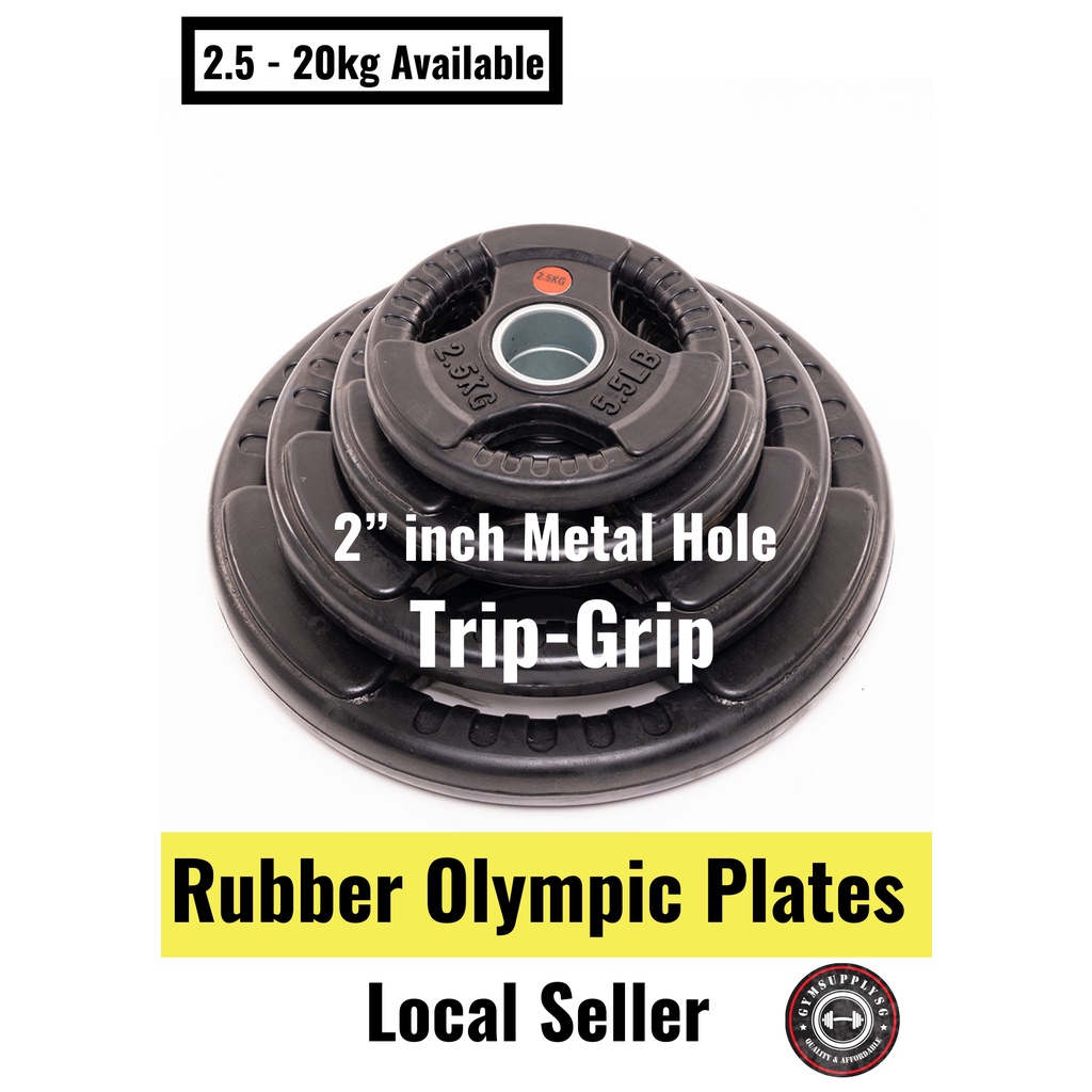 Rubber Olympic Tri-Grip Weight Plates(Ready Stock) | Shopee Singapore