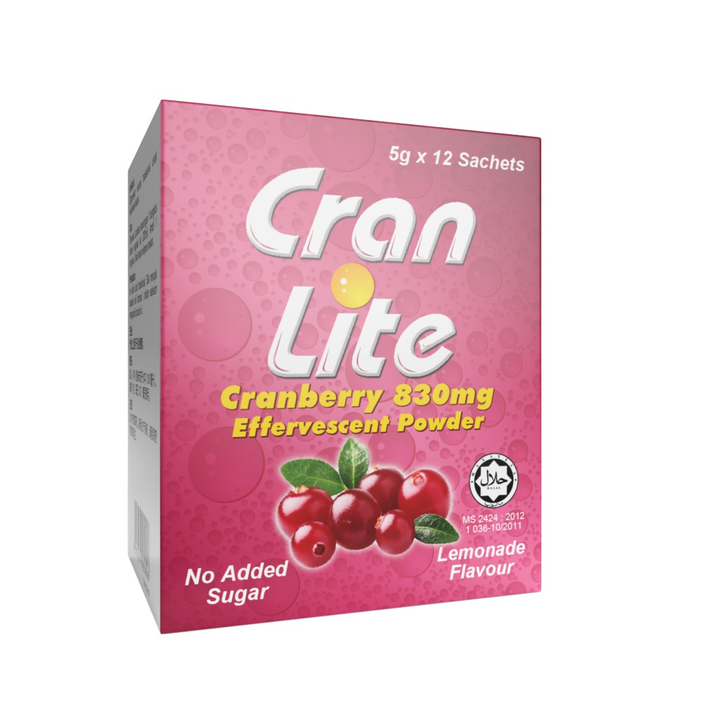 Cran Lite Cranberry 830mg Effervescent Powder Lemonade Flavour (5gx12 ...