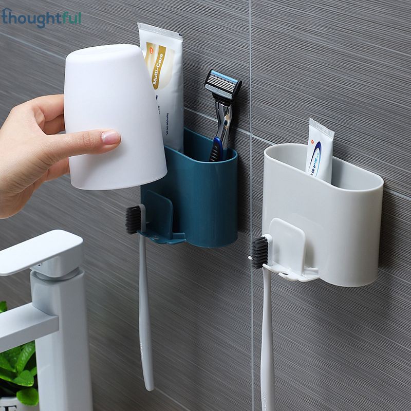 MOON☾Wall-mounted toothbrush holder punch-free toothpaste toilet rack ...