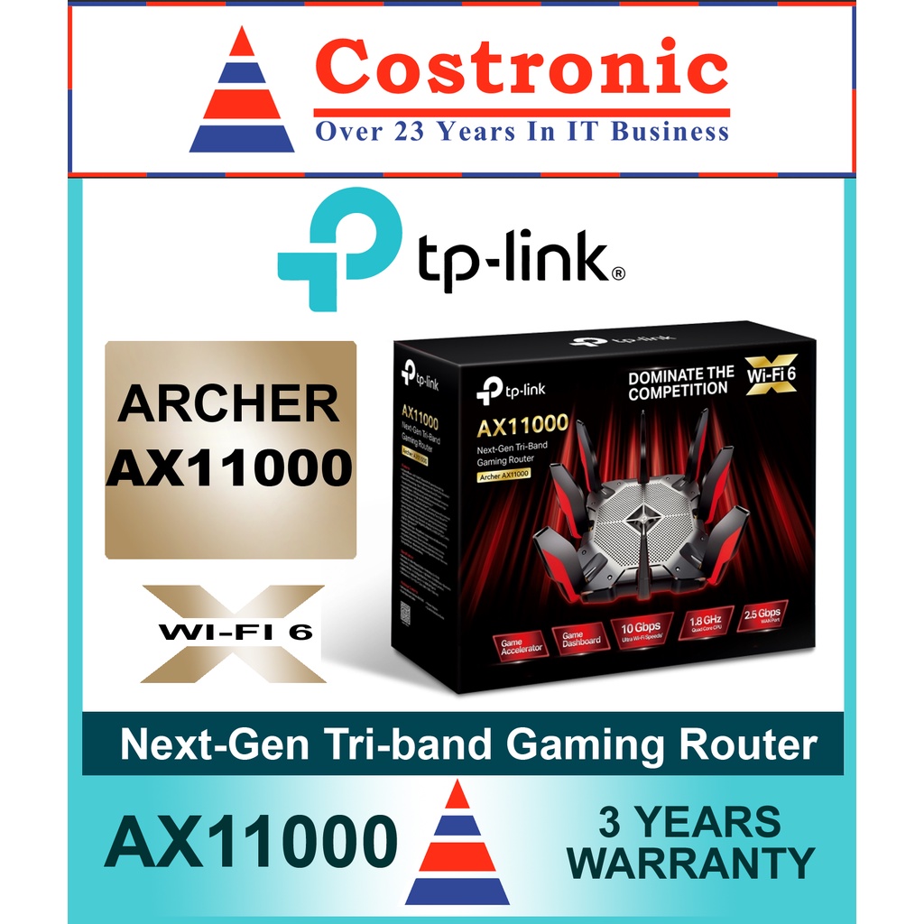 TP-LINK ARCHER AX11000 WIFI 6 AX11000 NEXT-GEN TRI-BAND GAMING ROUTER ...