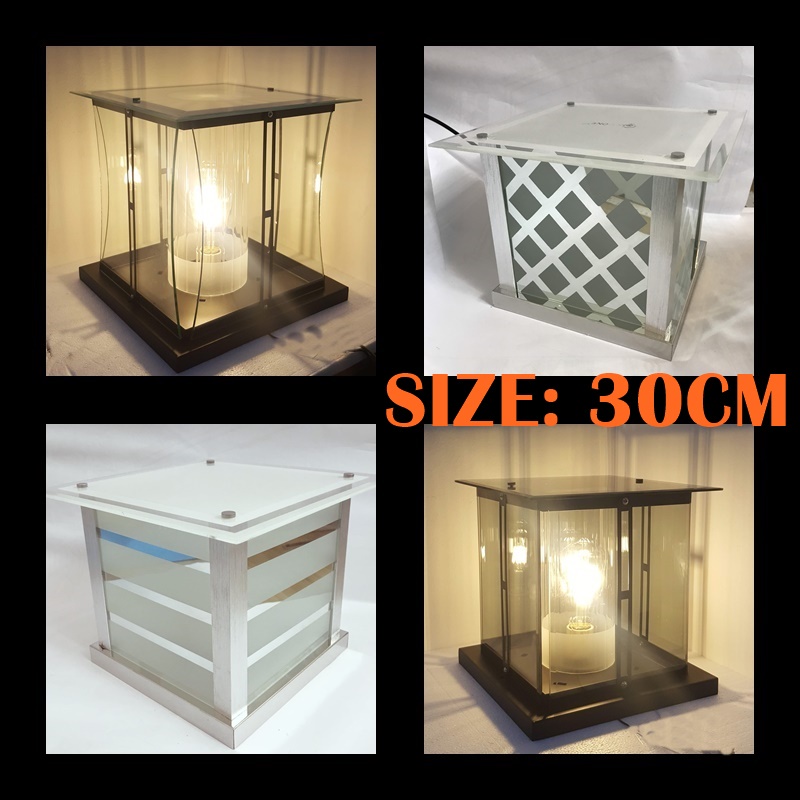 [30cm] Outdoor Pillar Light Aluminium Glass Gate Light Weather Proof ...
