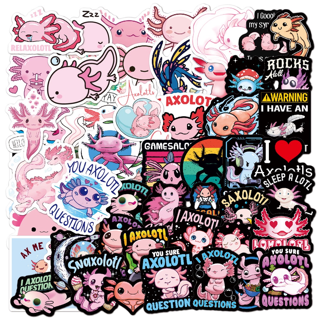 [SG] 50/100pcs Unique AXOLOTL Sticker Vinyl Cute Anime Cartoon ...