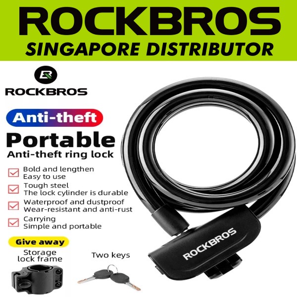 [SG] RockBros 1.1m Key Lock Bicycle Bike Long Thick Number Rockbro Rock ...