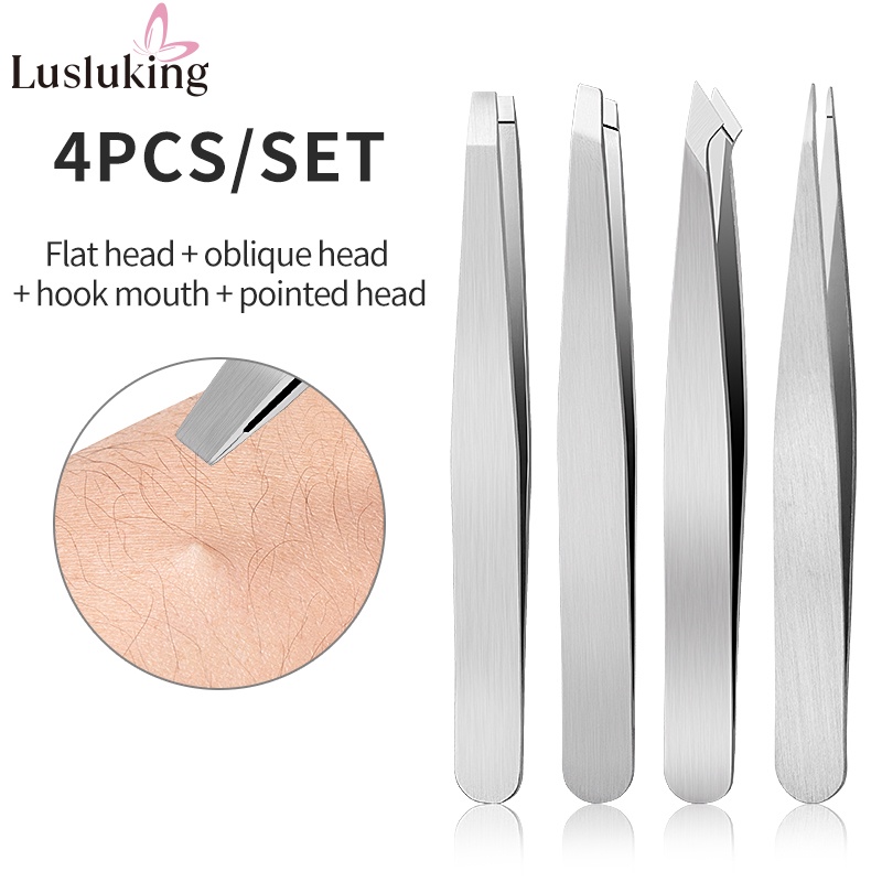 Lusluking Eyebrow Tweezer Stainless Steel Hair Beauty Fine Hairs Puller ...