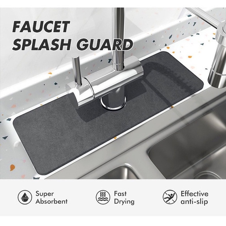 Faucet Mat Absorbent Quick Drying Diatomite Sink Mat Anti-Slip Splash ...