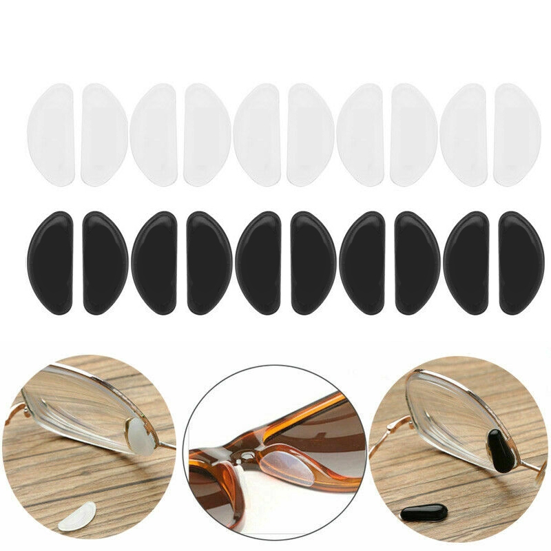 10PCS Anti-slip Silicone Stick on Nose Pads for Eyeglasses Sunglasses ...