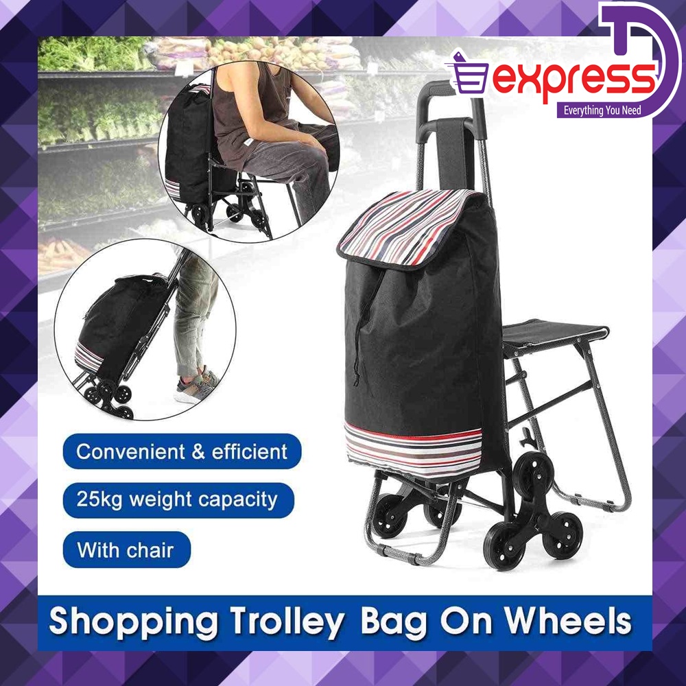 Recaro Foldable Trolley Shopping Bag With Chair | Shopee Singapore