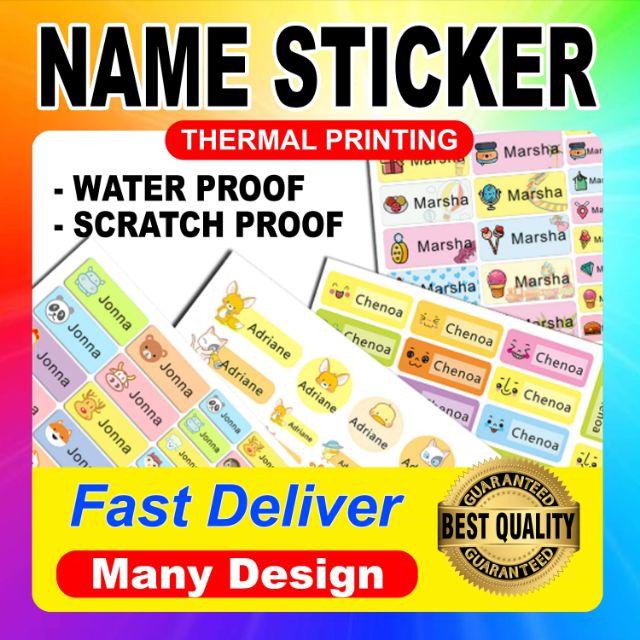 Cartoon Name Sticker Waterproof·Colorful·Sticker Nama Kartun·Kalis Air ...