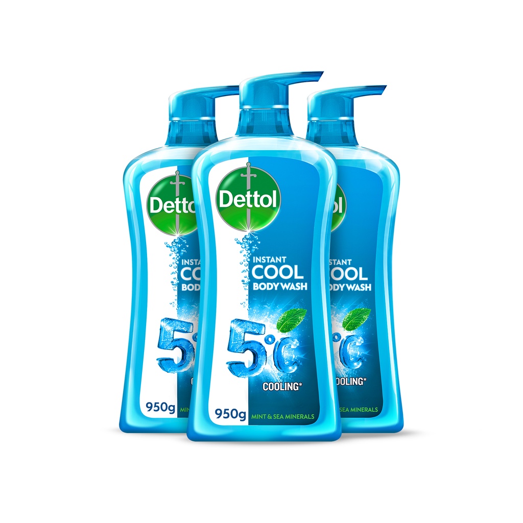 [Bundle of 3] Dettol Anti-Bacterial Body Wash Cool Refill (950ml ...