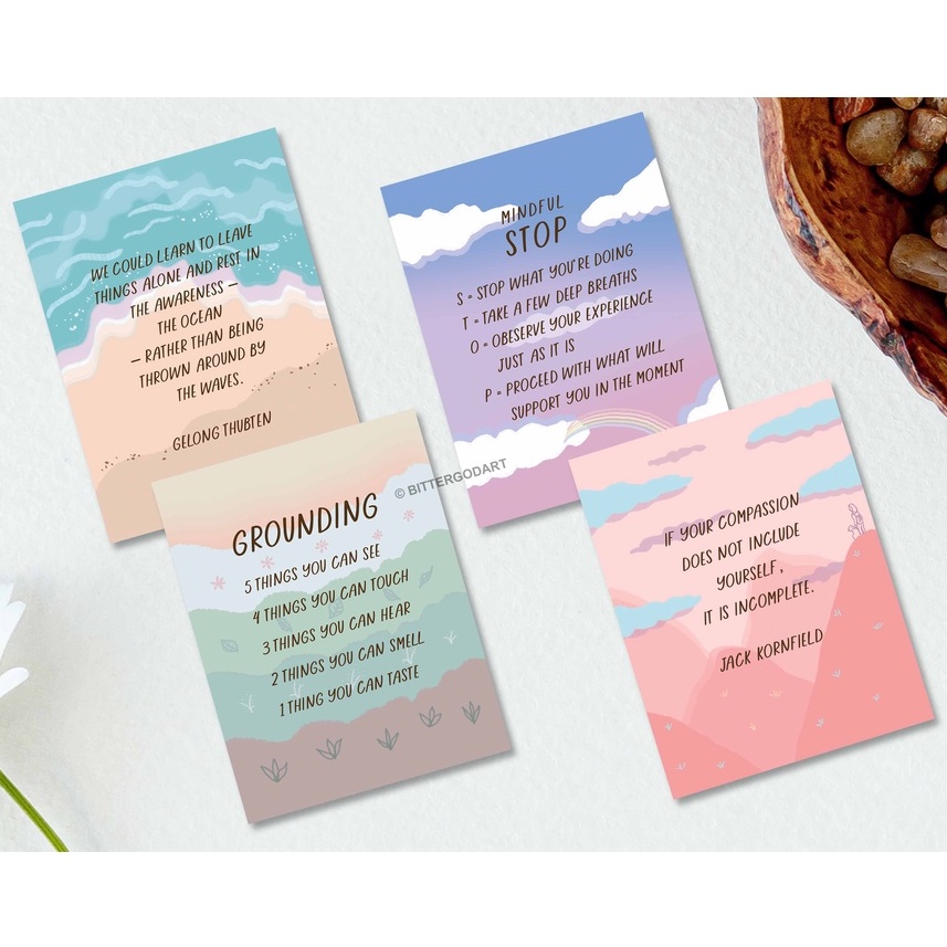 Mindfulness Mental Health Quotes Tips Pastel Postcard | Shopee Singapore