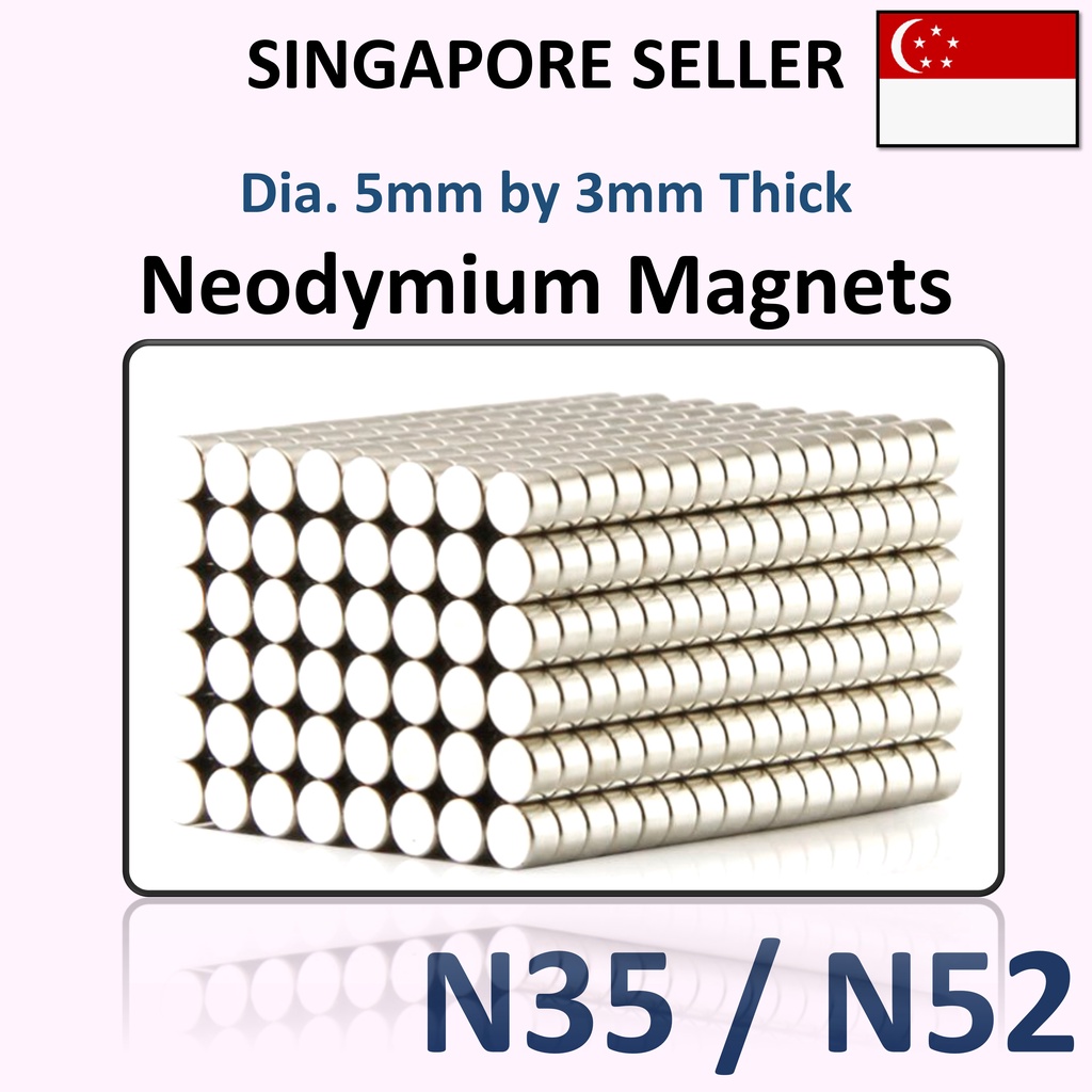 Neodymium Magnets N35 N52 Small 5mm by 3mm | Shopee Singapore