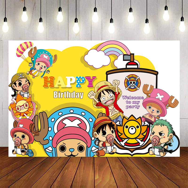 One Piece Backdrop For Photography Baby Shower Kids Birthday Luffy Zoro ...