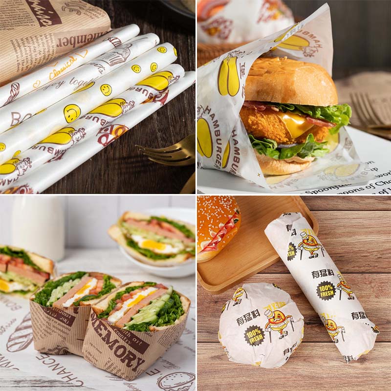 【100 Pcs】Disposable Sandwich Burger Paper Food Wrapping Papers Food ...