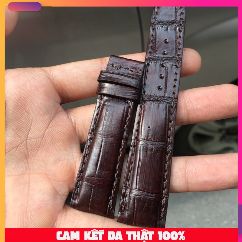 Dark brown crocodile leather watch strap (belly leather) | Shopee Singapore
