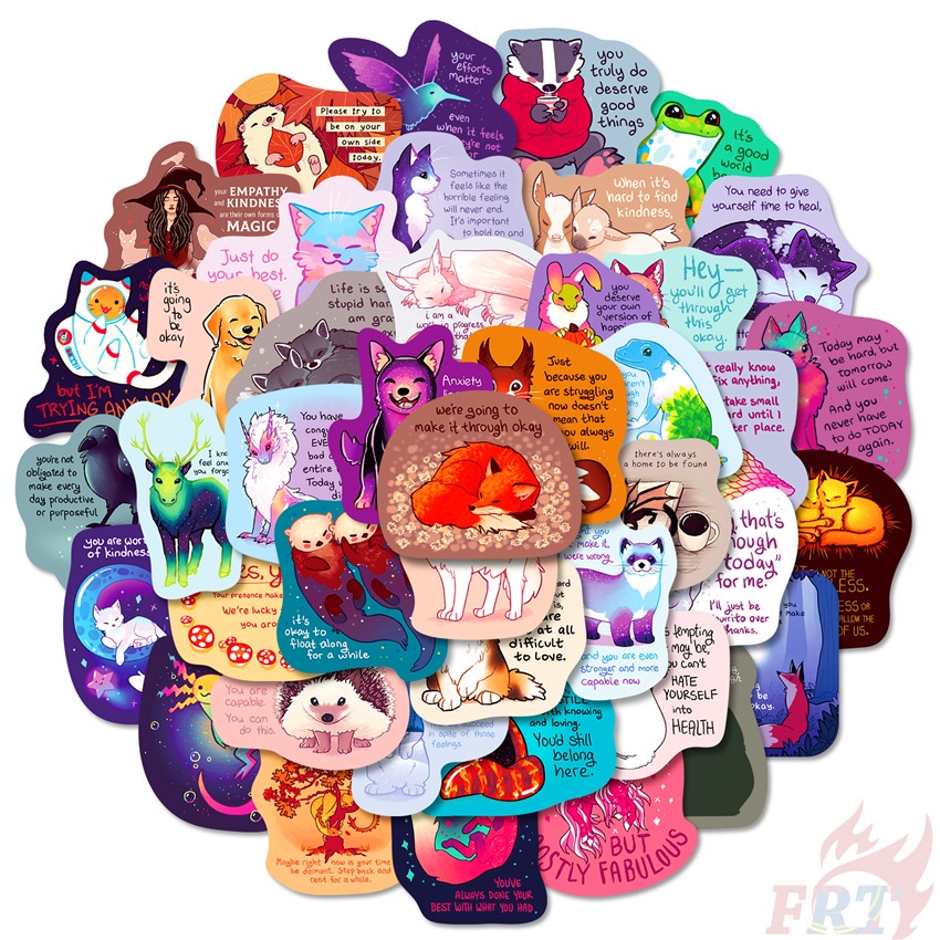 50Pcs/Set Colorful Animal Healing English Slang Series 01 Stickers ...