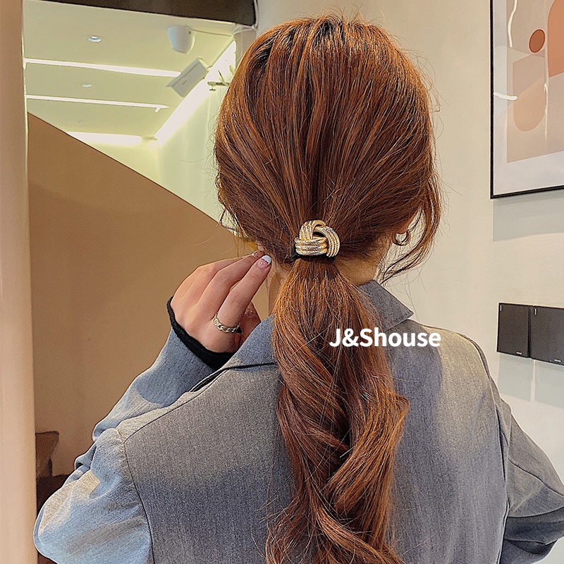 KF246 Korean style simple alloy braid hair ties rubber band hair ...