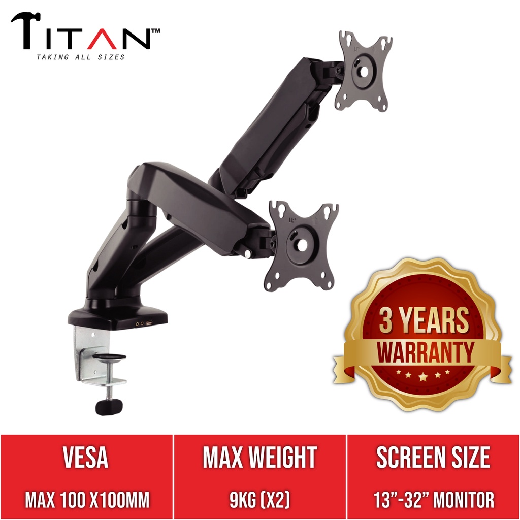 SGB382A DUAL MONITOR MOUNT WITH USB PORT FOR 17"-32" Monitors | Shopee ...