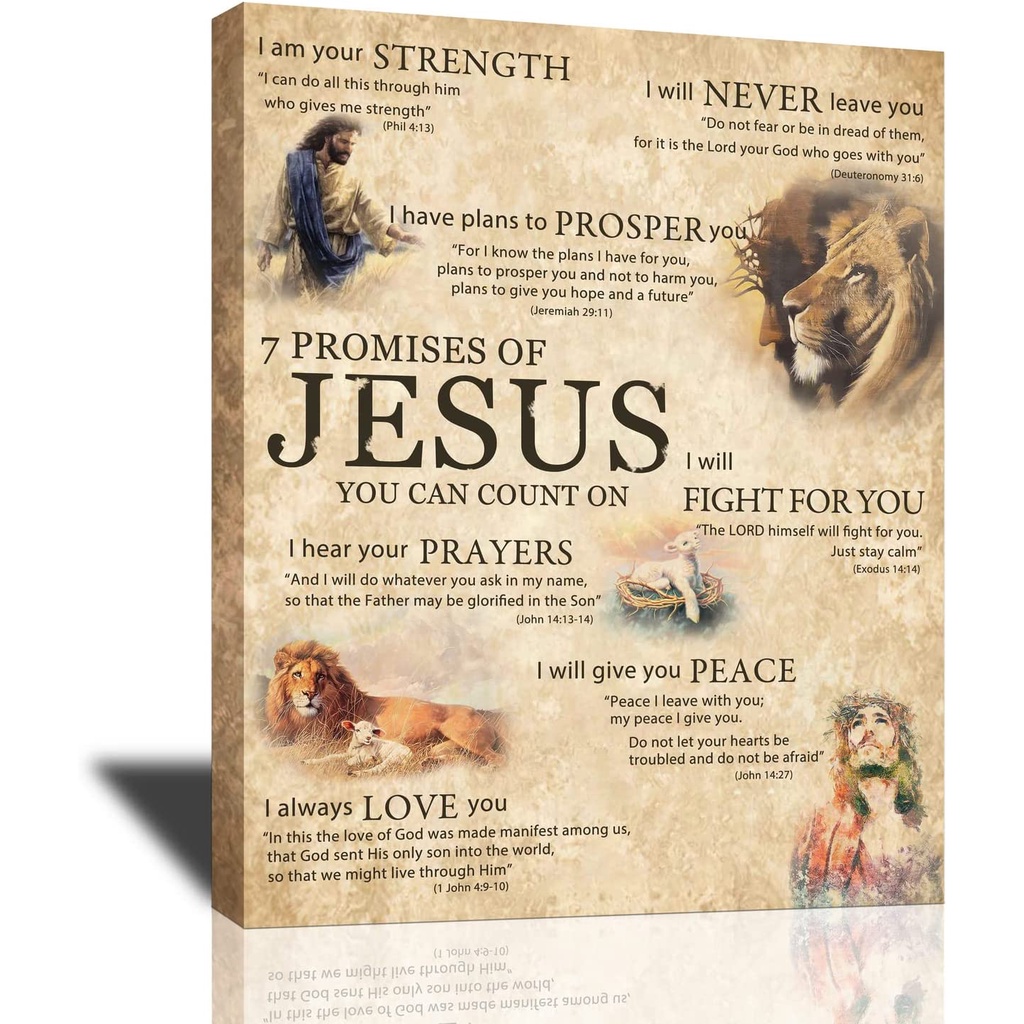 Christian Inspirational Wall Art 7 Promise Of Jesus Decoration ...