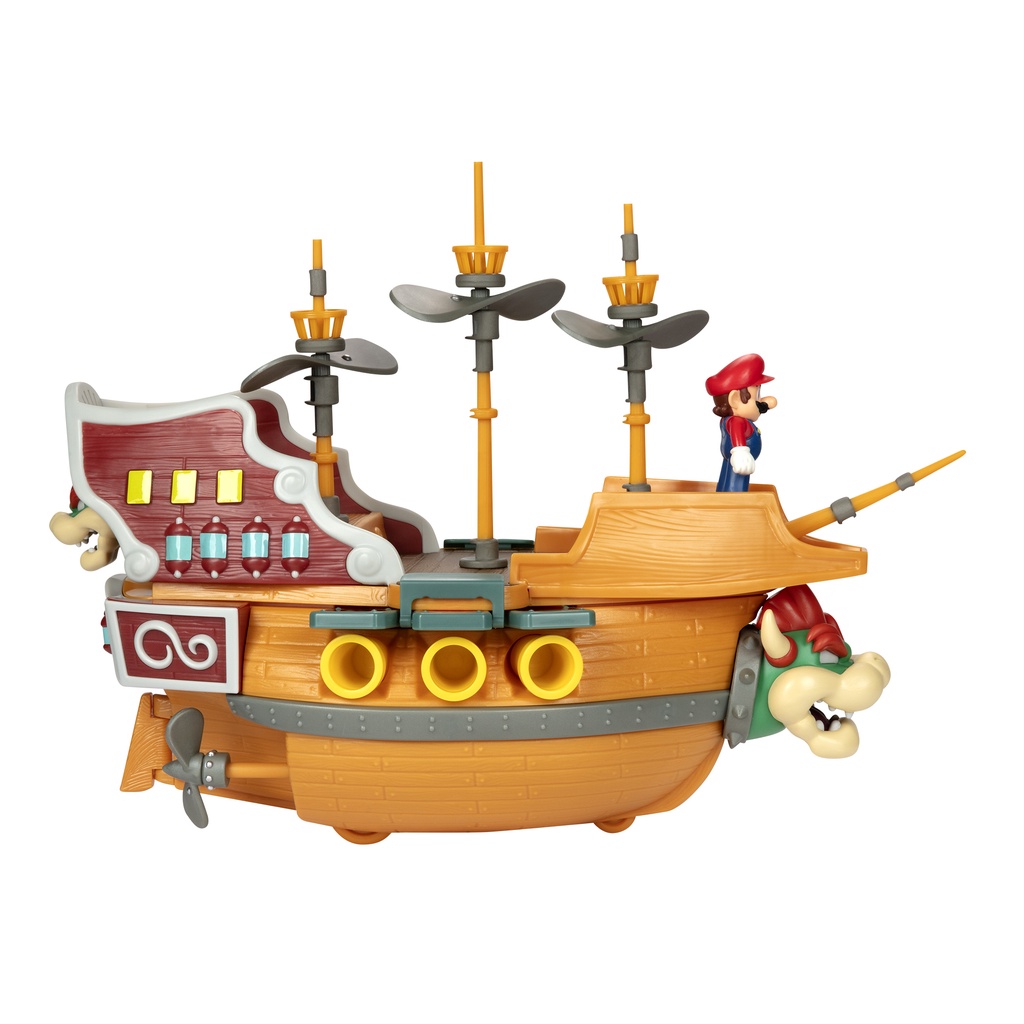 Super Mario Deluxe Bowser's Air Ship Playset with Mario Action Figure ...