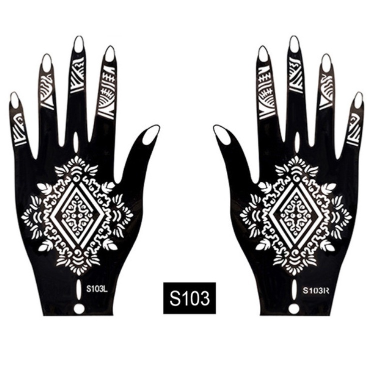 2pcs/pair Henna Tattoo Stencil Temporary Hand Tattoos DIY Body Art ...