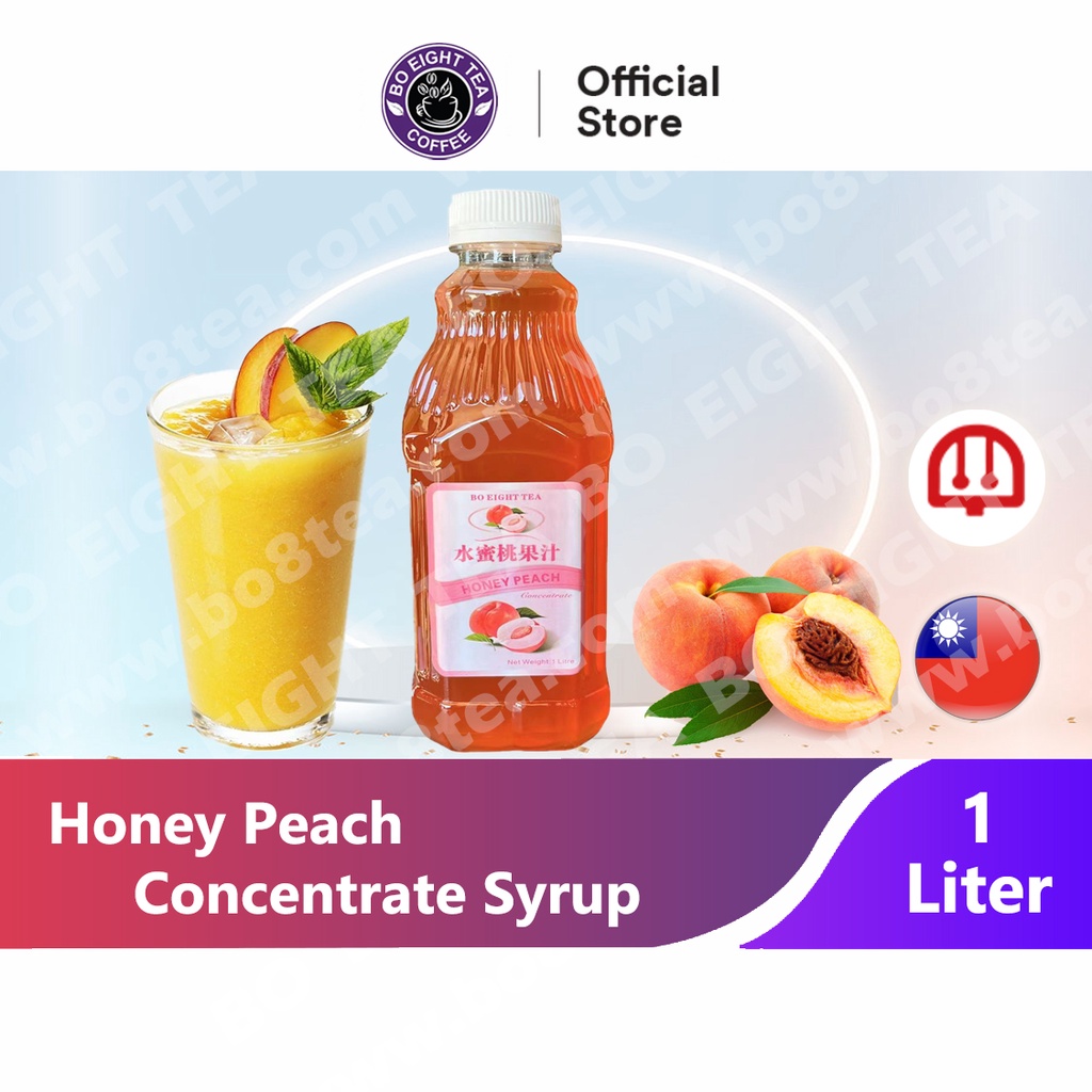HONEY PEACH SYRUP 1L TAIWAN 博霸水蜜桃浓缩果汁 BUAH Peach Concentrate Juice ...