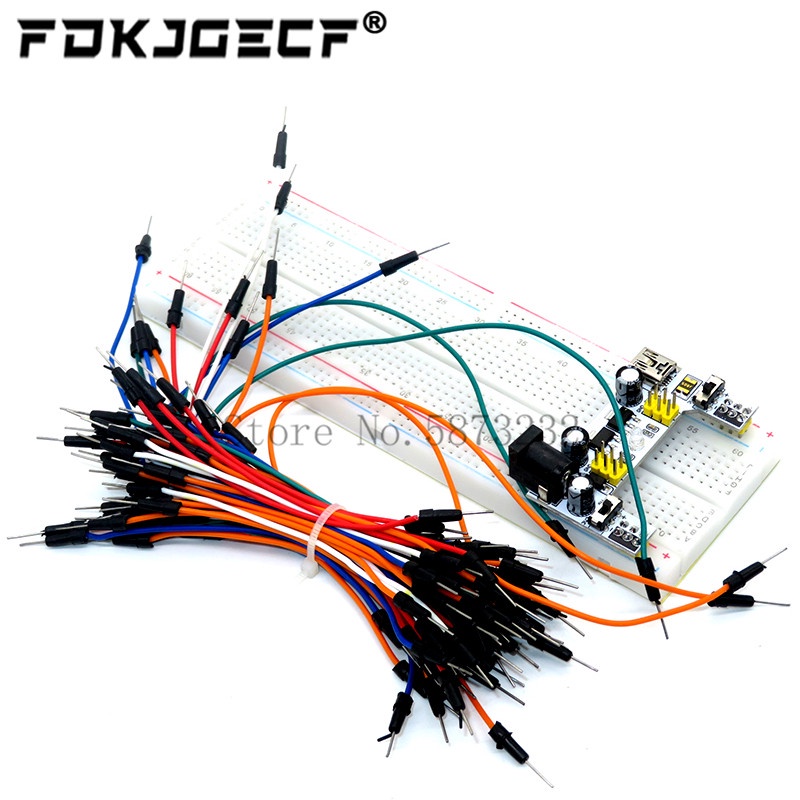 3.3V/5V MB102 Breadboard power module + 65 jumper wires + MB-102 830 points Prototype Bread ...