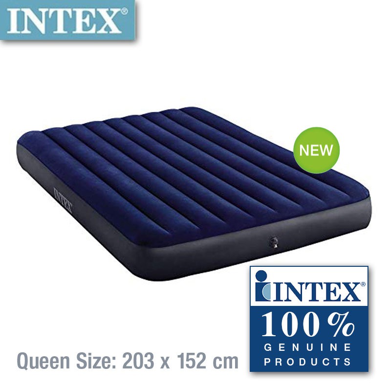 [ INTEX ] Fiber Tech Dura Beam BLUE Super Queen Inflatable Air Beds ...