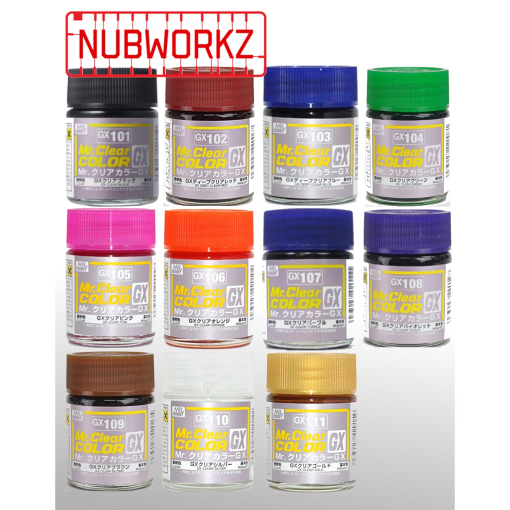 MR COLOR GX CLEAR SERIES GX101 ~ GX111 18ML MR HOBBY | Shopee Singapore