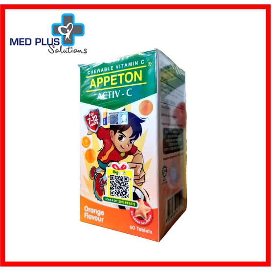 Appeton Activ-C 100mg Orange Flavoured Chewable tablets 60's (7 to ...