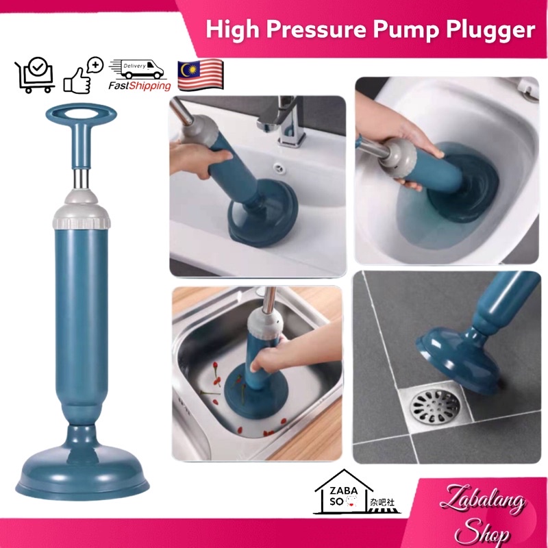 Zabaso High Pressure Drain Buster Toilet Plug Sink Plunger Tool Pump ...