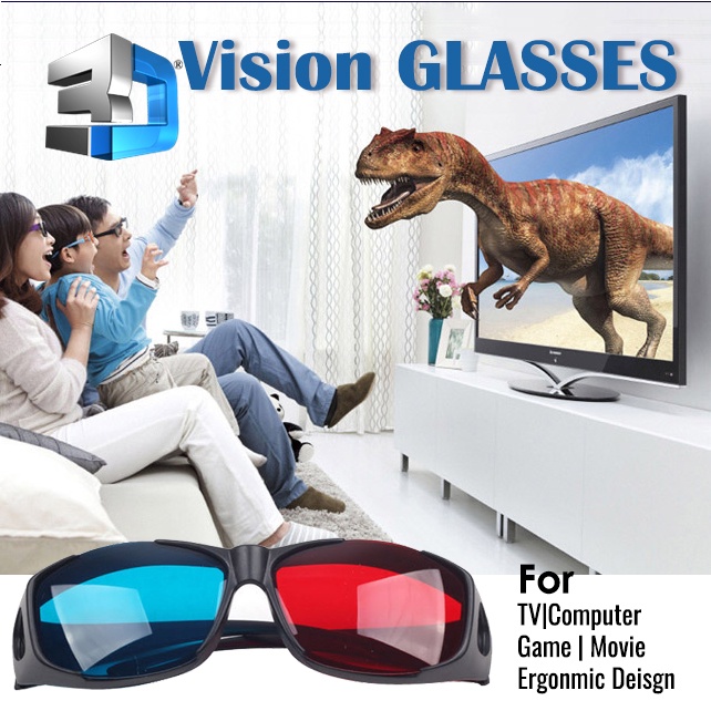 🇸🇬 3D Vision Glasses | Red Blue 3D Glasses | Glasses For TV/Cinema ...