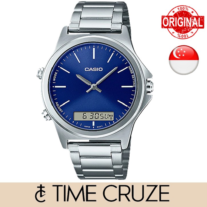 [Time Cruze] Casio Analog Digital Stainless Steel Band Blue Dial Men Watch MTP-VC01D-2E MTP ...