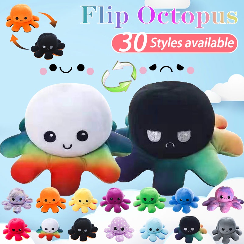 🐳READY STOCK🐳 Flip Octopus Doll 20CM Plush Clip Ragdoll Birthday Gift ...